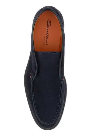 Santoni Navy Bue Suede Desert Slip-ons