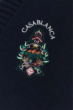 Casablanca Navy Wool Blend Cardigan