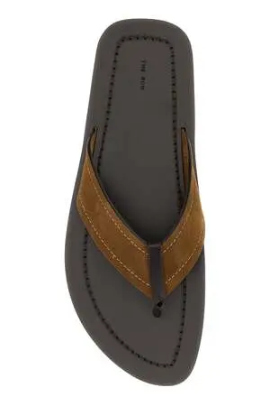 THE ROW Biscuit Suede Dan Thong Slippers