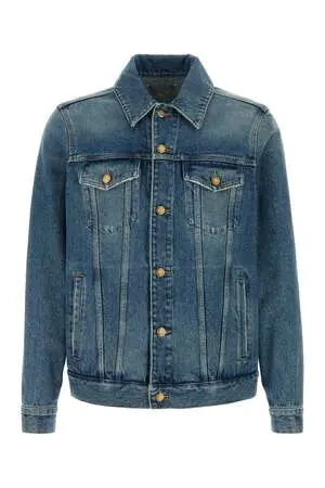 GOLDEN GOOSE Distressed Stonewashed Denim Jacket With Metal Half Star Details