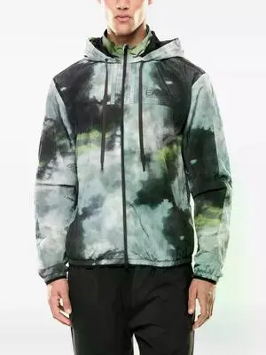 EA7 Abstract Print Hooded Jacket