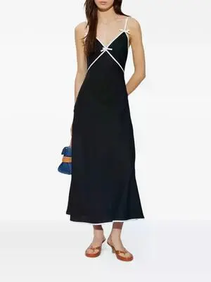 Moschino Spaghetti Strap Dress With Contrasting Trim And Bow Detail
