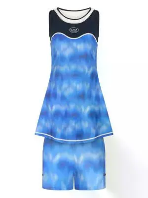 EA7 Abstract Print Tennis Dress - Blue
