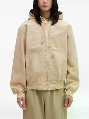 Carhartt Work In Progress Beige Canvas Textured Hooded Jacket