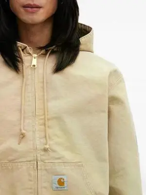 Carhartt Work In Progress Beige Canvas Textured Hooded Jacket