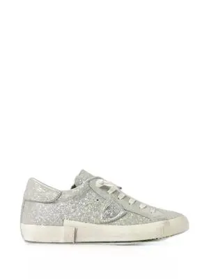 Philippe Model Glitter Effect Panelled Sneakers - Silver