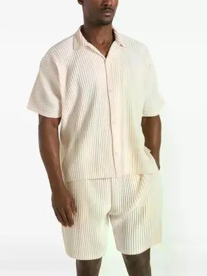 Manière De Voir Justin In Cream Pleated Boxy Shirt - Neutrals