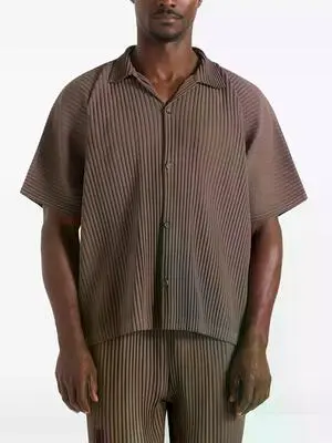 Manière De Voir Justin In Pleated Boxy Shirt - Brown
