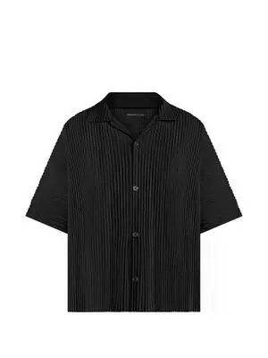 Manière De Voir Justin In Pleated Boxy Shirt - Black