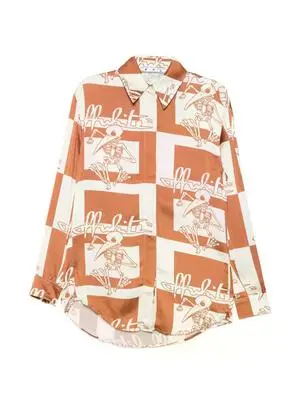 Off-White Skeleton Print Check Shirt - Brown
