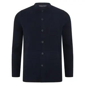 PAUL JAMES KNITWEAR Midweight Cotton Nehru Jacket - Blue