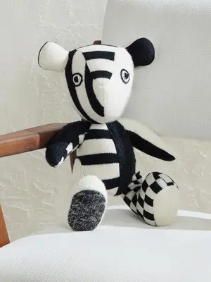 THE ELDER STATESMAN Elder Striped Cashmere Teddy Bear - Black