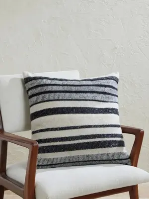 THE ELDER STATESMAN Striped Knitted Cashmere Pillow - Black