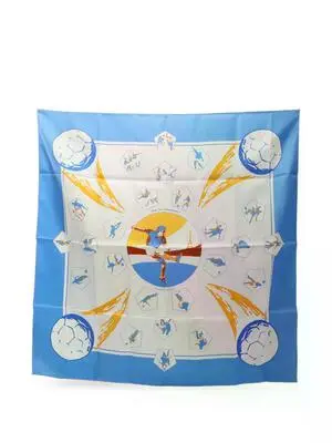 Hermès 2010s Vive Les Champions! Carré 90 Silk Scarf - Blue