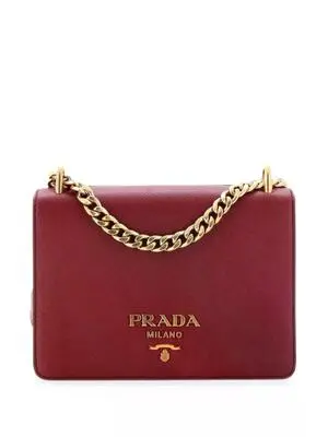 Prada Saffiano Leather Chain Flap Bag - Red