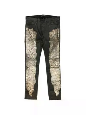 Roberto Cavalli Leopard-print Metallic-effect Jeans - Black