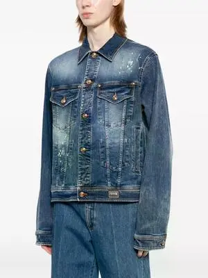 Versace Paint-splatter Faded Denim Jacket