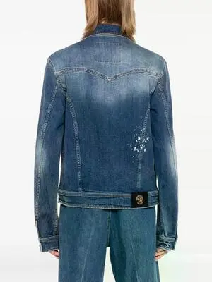 Versace Paint-splatter Faded Denim Jacket