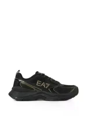 EA7 Logo Print Mesh Sneakers - Black