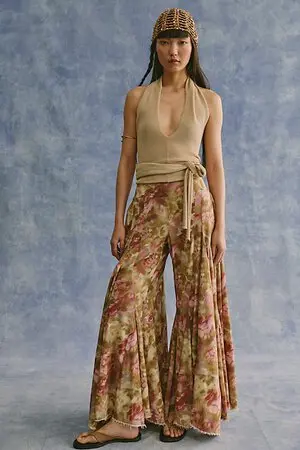 Free People Fallen Star Printed Wide-Leg Pants Garden Combo
