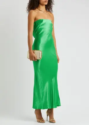 Bec & Bridge Strapless Satin Maxi Dress With Cut-out Detail
