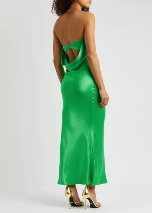 Bec & Bridge Strapless Satin Maxi Dress With Cut-out Detail