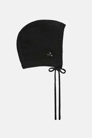 Simone Rocha Cashmere Beanie With Sequin Embroidery And Bow Detail - Black