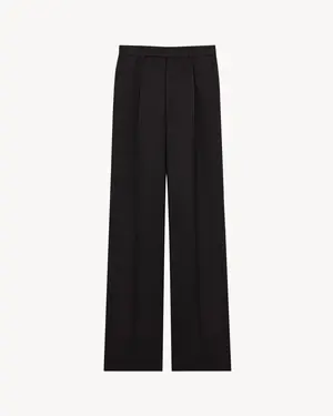 Saint Laurent Fluid Pants In Wool Flannel - Noir