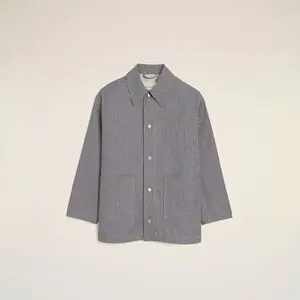 AMI Paris Blue Striped Cotton Worker Jacket