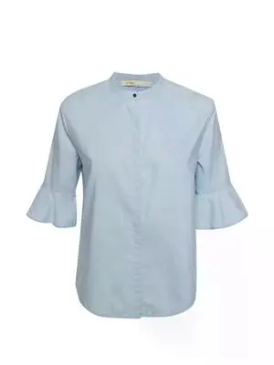 Maje Striped Ruffle-sleeve Shirt