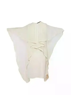 Elie Saab Cream Draped Ruffled Midi Dress