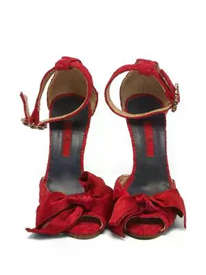 Carolina Herrera Lace Bow Detail High Heel Sandals