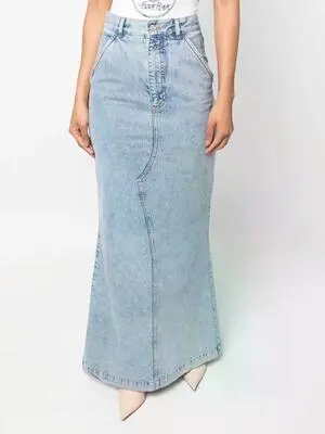 Moschino Long Washed-denim Skirt