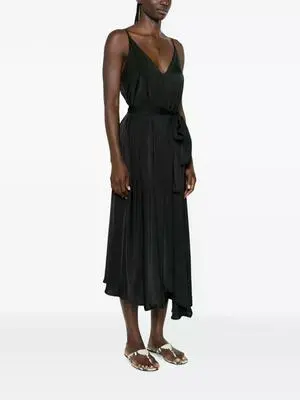 MOUTAKI V-neck Belted Asymmetric Midi Dress