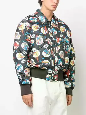 Moschino Graphic Print Bomber Jacket - Grey