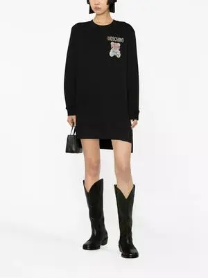 Moschino Teddy Bear Embellished Sweatshirt Dress