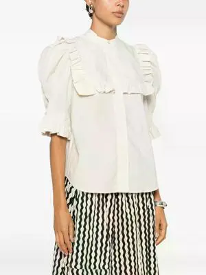 BY MALENE BIRGER Cream Ruffled Puff-sleeve Shirt
