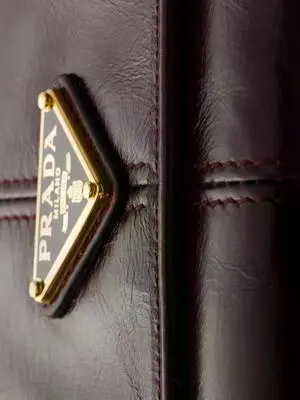 Prada Leather Wallet With Shoulder Strap - Red