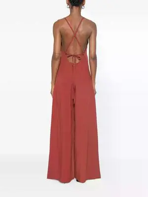 MOUTAKI Wide-leg Jumpsuit With Square Neck And Tie-back Detail