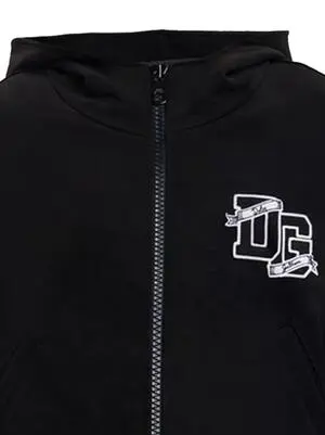 Dolce & Gabbana Logo Patch Zip-up Hoodie - Black