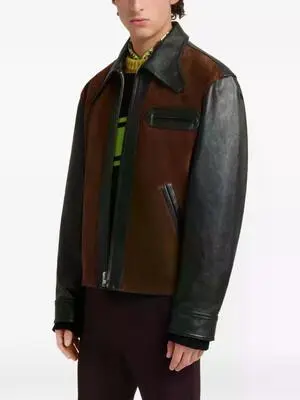 Marni Leather Jacket With Contrast Crust Panel
