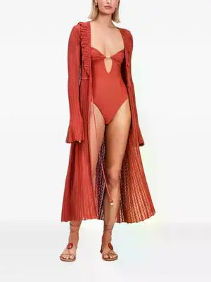 Devon Windsor Sienna Open-knit Robe Beach Cover-up - Red