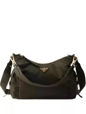 Prada Large Re-nylon And Leather Bag - Green