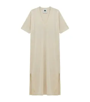 SHELEP Merino-silk V-neck Kaftan - Ivory