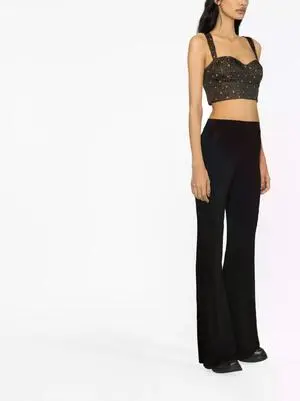 Moschino Crystal-embellished Logo Print Cropped Top