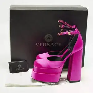 Versace High-shine Double Platform Pumps - Pink