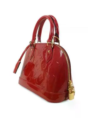 LOUIS VUITTON Alma Bb Monogram Vernis Tote Bag - Red