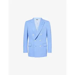 TOM FORD Double-breasted Peak-lapel Silk Blazer - Blue