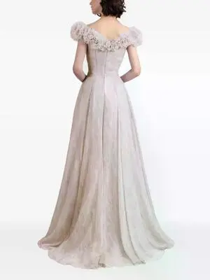 GEMY MAALOUF Ruffled Shoulder Button-front Dress