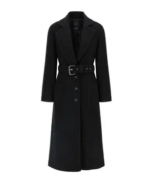 Pinko Belted Single-breasted Coat - Black